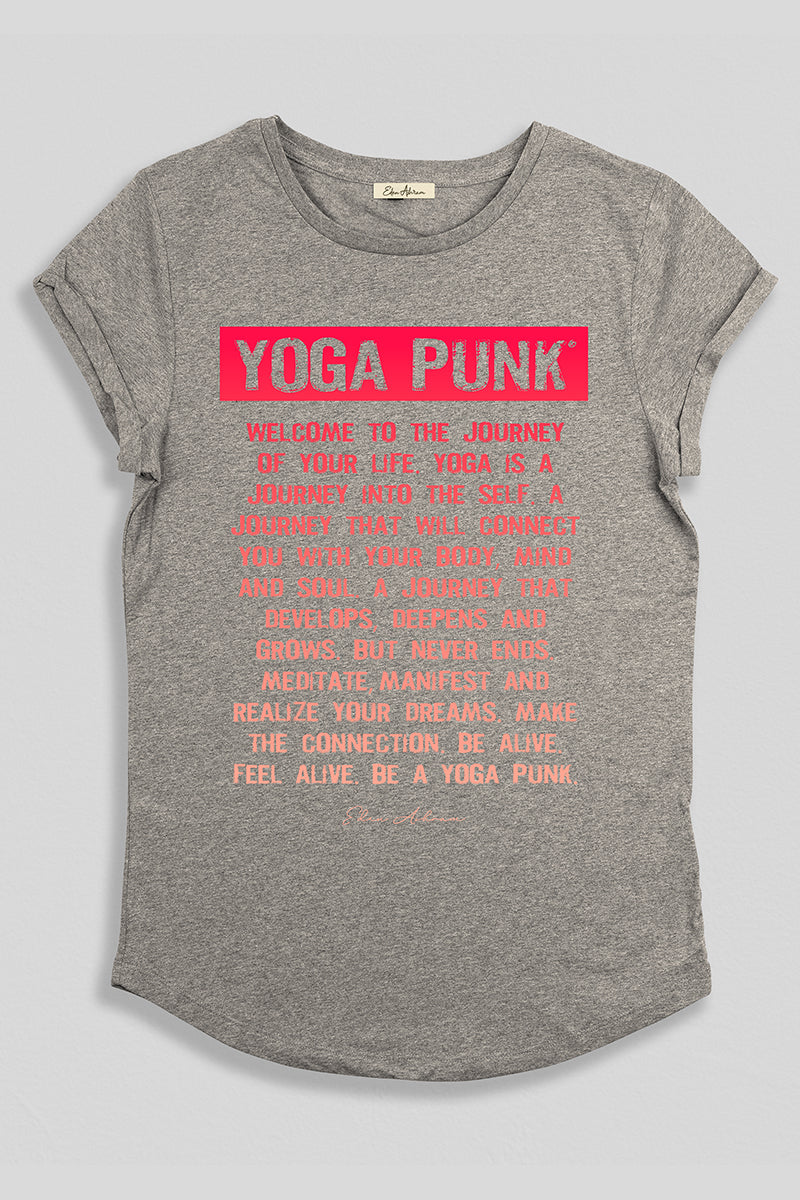 Yoga Punk | The Journey Organic Rolled Sleeve T-Shirt - Grey